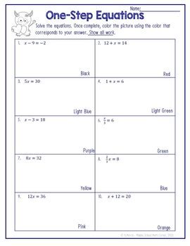 Valentine S Day Solving One Two And Multi Step Equations Coloring Activity