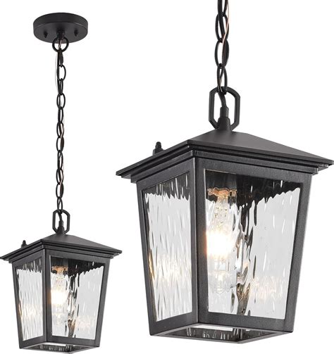 Smeike Outdoor Pendant Light Black Outdoor Porch Light Fixtures With