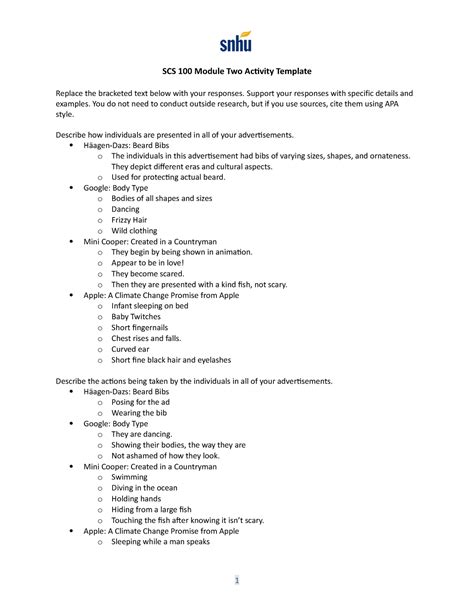 SCS 100 Module Two Activity Template SCS 100 Module Two Activity Template Replace The