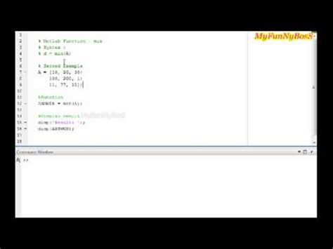 Matlab Function Minimum Value Min YouTube