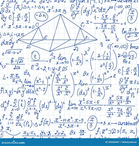 `back To School` Vector Seamless Pattern With Math Formulas And Figures Calculations