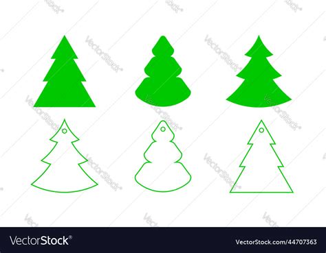 Three Christmas Trees Of Different Shapes Vector Image