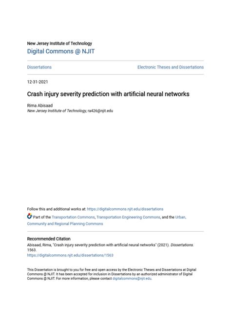 Crash Injury Severity Prediction With Artificial Neural Networks Pdf
