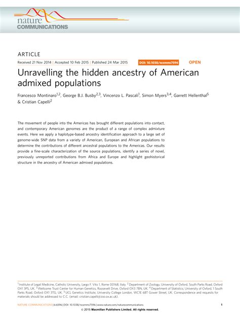 Pdf Unravelling The Hidden Ancestry Of American Admixed Populations