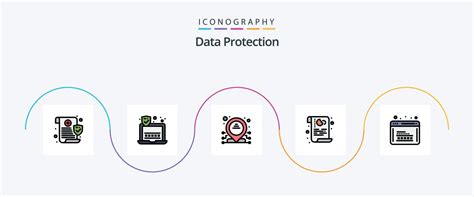 Data Protection Line Filled Flat 5 Icon Pack Including Programming