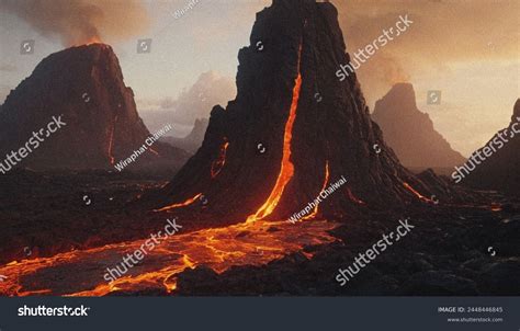 Volcano Landscape Dramatic Awe inspiring Sight Characterized 庫存照片 Shutterstock