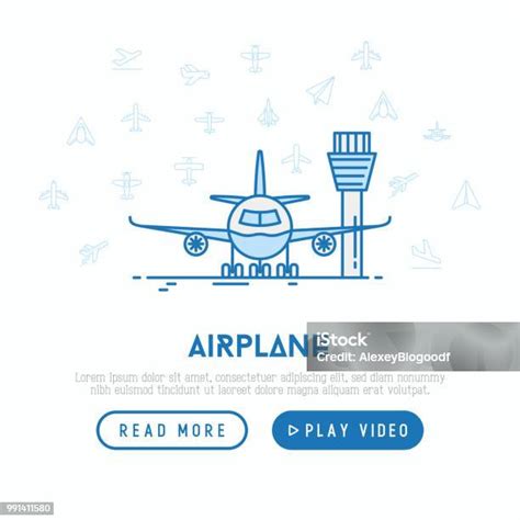 얇은 선 아이콘으로 활주로에 비행기 종이 비행기 군 항공 여객기의 농업 항공기 현대 벡터 일러스트 레이 션 웹 페이지 서식 파일 비행기에 대한 스톡 벡터 아트 및 기타