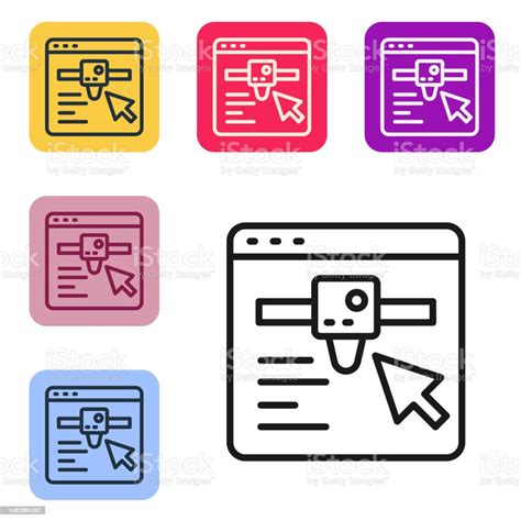 흰색 배경에 격리된 검은색 라인 3d 프린터 설정 아이콘입니다 3d 프린팅 색상 정사각형 단추로 아이콘을 설정합니다 벡터 3차원