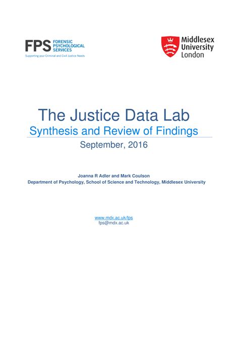 Pdf The Justice Data Lab Synthesis And Review Of Findings