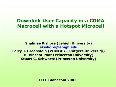 Ppt Downlink User Capacity In A Cdma Macrocell With A Hotspot