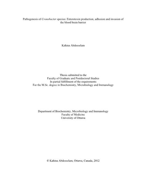 Pathogenesis Of Cronobacter Species Enterotoxin Production Adhesion