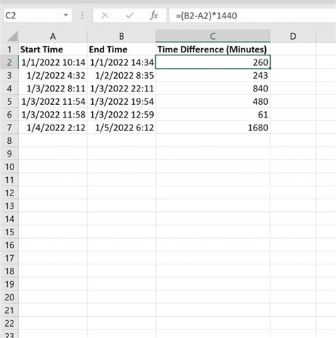 Excel Calculate Difference Between Two Times In Minutes