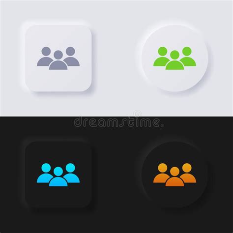 Group Of People Icon Set Multicolor Neumorphism Button Soft Ui Design