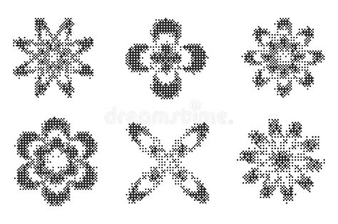 Pixel Pattern Shapes Textured Flower With Bitmap Y2k Dither Gradient Stock Illustration