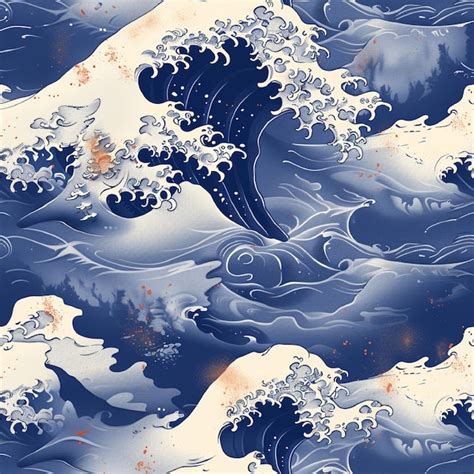 Premium Vector Tsunami Seamless Pattern Background Vector Tidal Wave