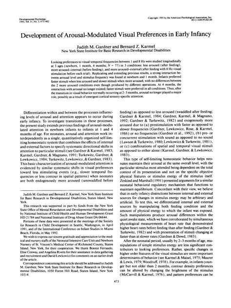 Pdf Development Of Arousal Modulated Visual Preferences In Early Infancy