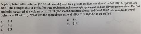 Solved A Phosphate Buffer Solution ML Sample Used Chegg