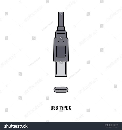 Usb Type C Port Plug Isolated Stock Vector Royalty Free