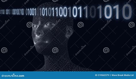 Composition Of Human Bust And Binary Coding Processing Stock