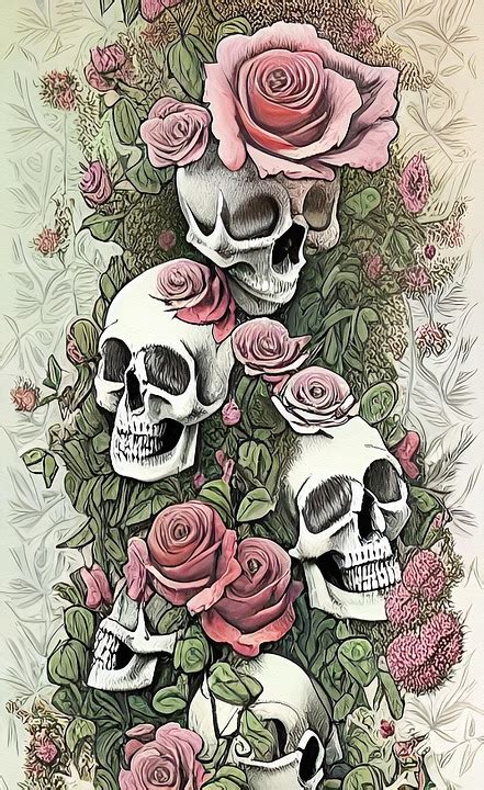 Download Skulls Roses Wallpaper Royalty Free Stock Illustration