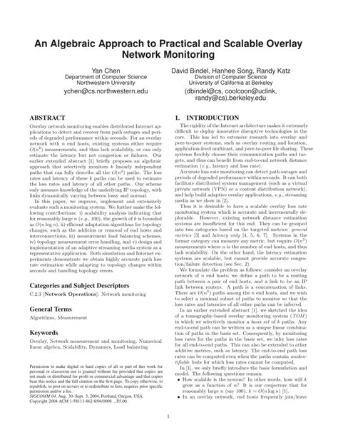 Pdf An Algebraic Approach To Practical And Scalable Overlay Network