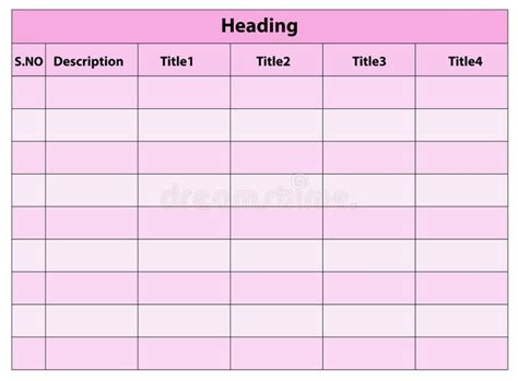 Table Layout 4 Different Pink Color Table Format Vector Creative Table Layout Time Table