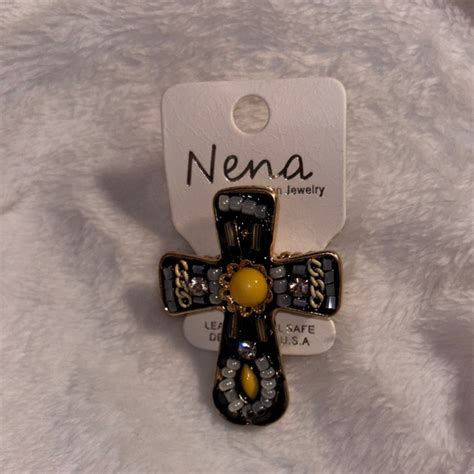 Nena Jewelry Nena Black And Yellow Cross Stretch Ring Poshmark