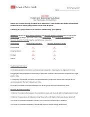 Problem Set PH Spring StudyDesign Solutions Pdf PH Spring Name SOLUTIONS