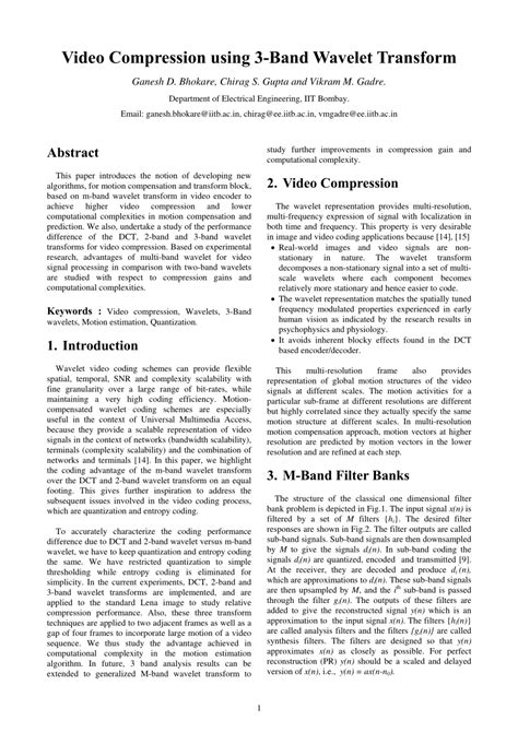 pdf video compression using m band wavelet transform