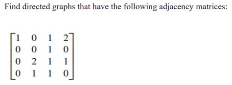 Solved Find Directed Graphs That Have The Following