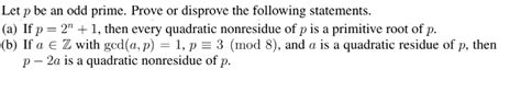 solved let p be an odd prime prove or disprove the