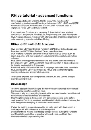 R Hive Tutorial Udf Udaf Udtf Functions PDF