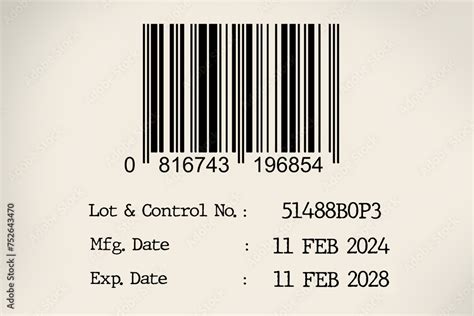 Details Of Expiry Date And Manufacturing Date With Bar Code On Product Label Stock Illustration