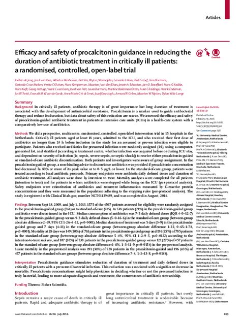 Pdf Efficacy And Safety Of Procalcitonin Guidance In Reducing The Duration Of Antibiotic