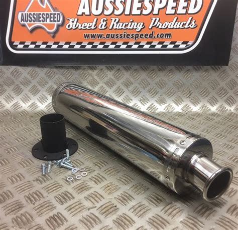 4 Stroke Go Kart Muffler Stainless Steel With 6 Bolt Flange Aussiespeed Performance Small