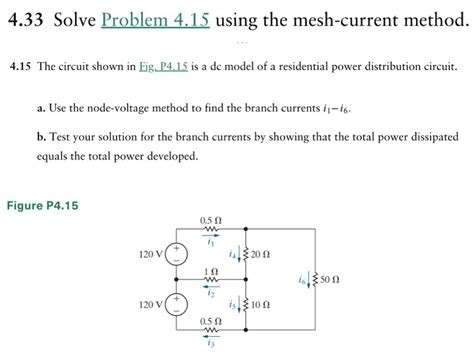 Solved 433 Solve Problem 415 Using The Mesh Current