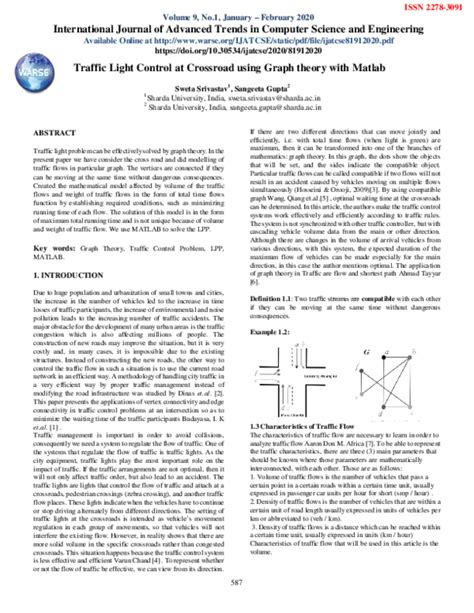 Pdf Traffic Light Control At Crossroad Using Graph Theory With Matlab