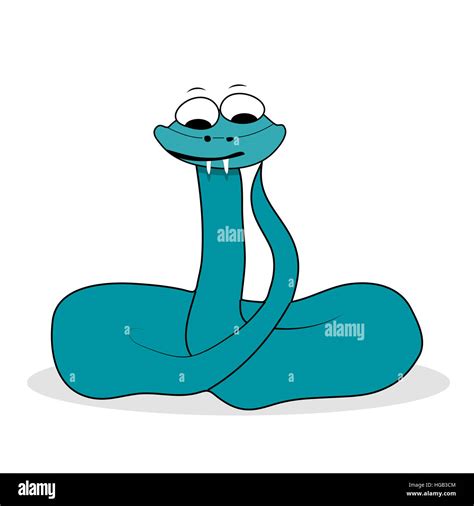 Happy Cute Viper With White Fangs Cartoon Python Isolated On White