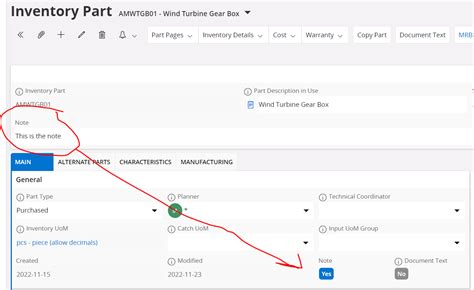 notes on inventory part page ifs community