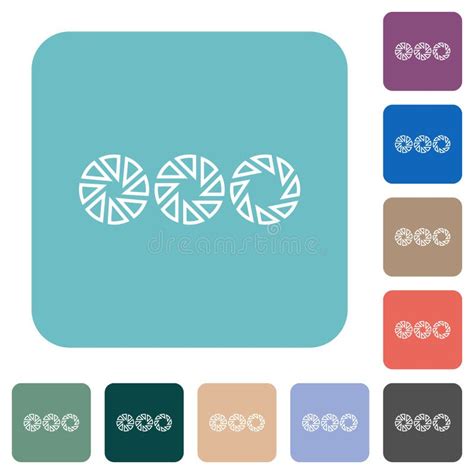 set aperture size outline color glass buttons stock vector