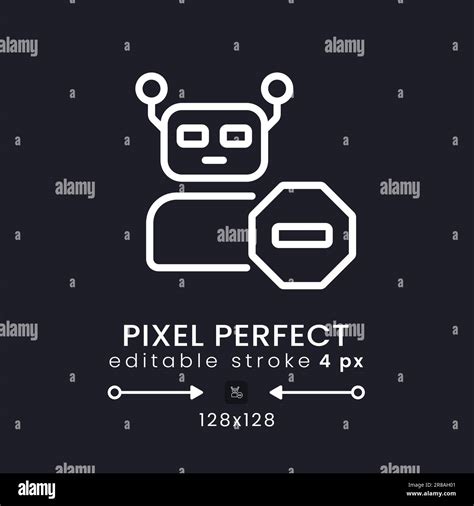 Advanced Bot Protection White Linear Desktop Icon On Black Stock Vector