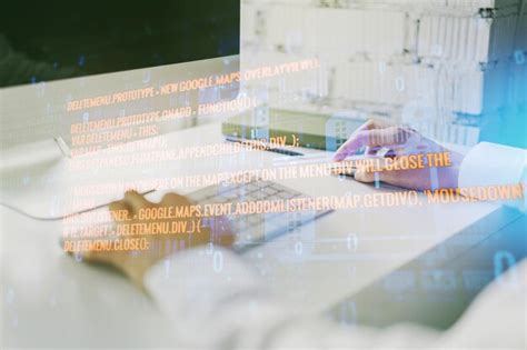 Premium Photo Abstract Creative Coding Illustration With Hands Typing On Laptop On Background