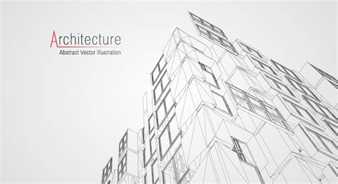 Architecture Line Background Building Construction Sketch Vector Abstract Modern City 3d
