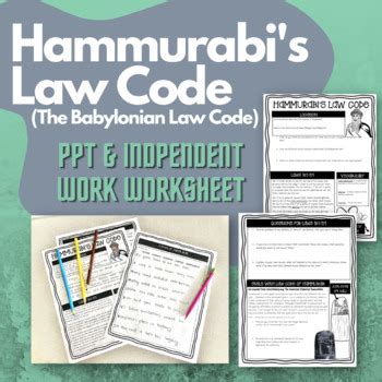 Hammurabi Law Code Lesson And Source Analysis PowerPoint And Worksheet