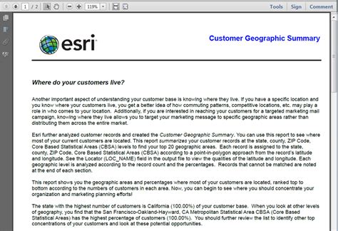 Customer Geographic Summary—arcmap Documentación