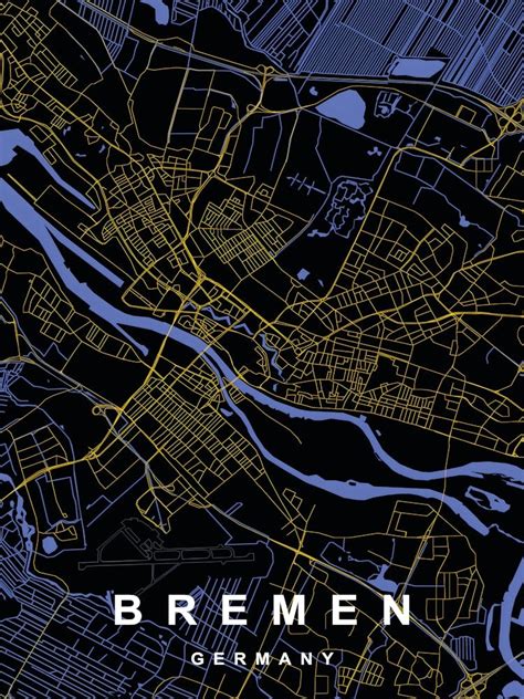 Bremen Germany City Map Black And Gold Art Print By Charnwood Prints Fy