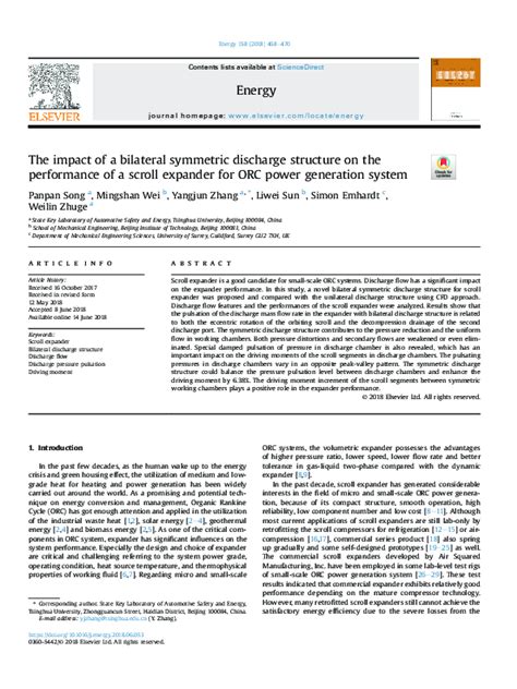 Pdf The Impact Of A Bilateral Symmetric Discharge Structure On The Performance Of A Scroll