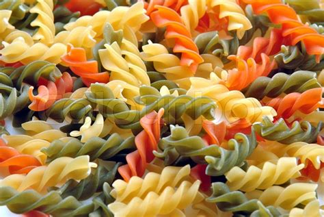 Raw Pasta In Different Colors Stock Photo Colourbox