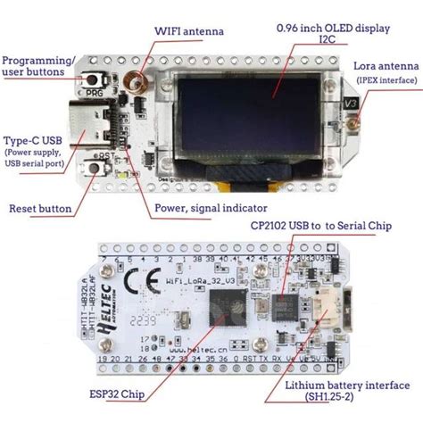 Макетная плата Heltec Lora32 V3 Esp32 S3 Wifi Bt Sx1262 Meshtastic