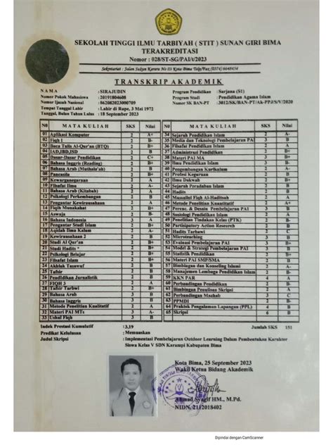 Transkrip Nilai Sirajudin Pdf